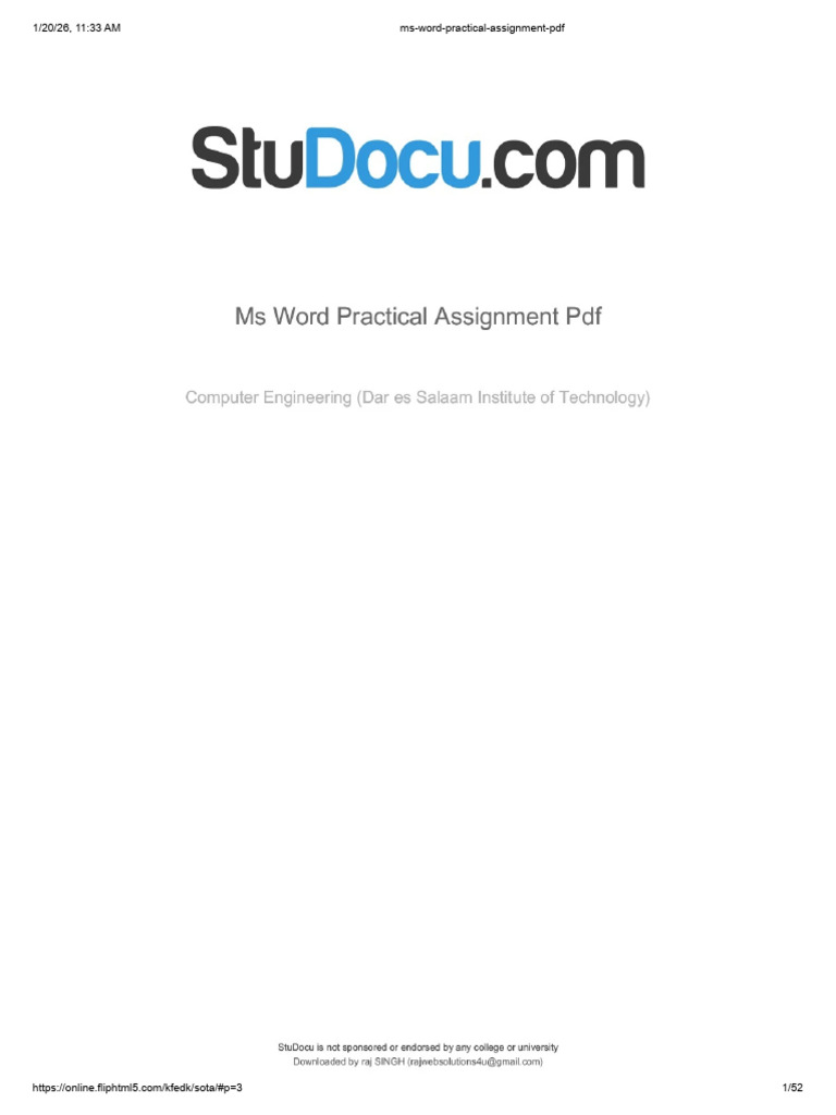 Ms Word Practical Assignment PDF | PDF