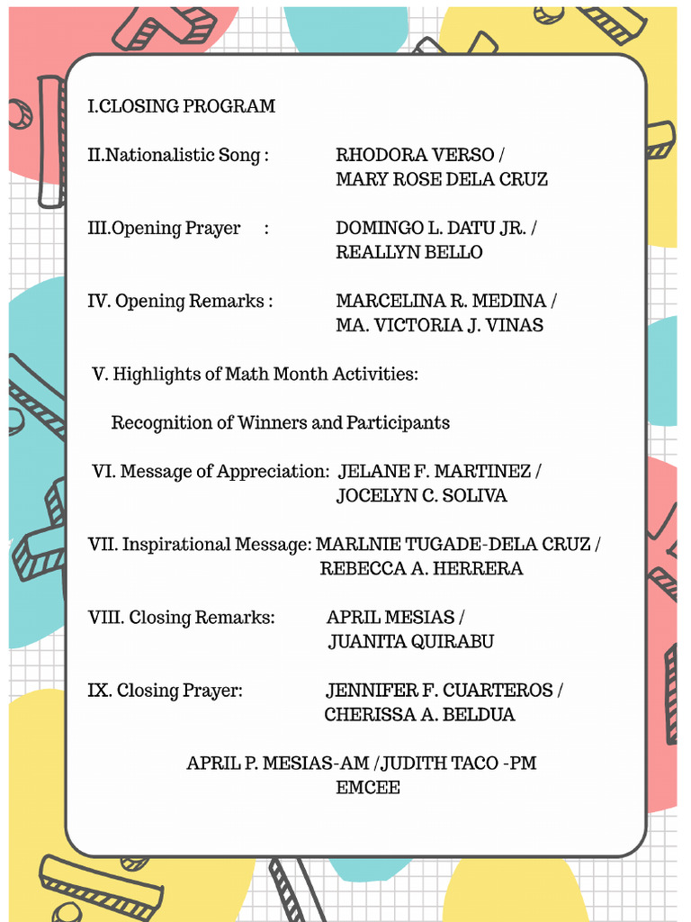 Math Program Closing | PDF