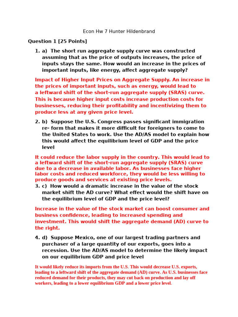 Impact of Economic Changes on AD/AS Model | PDF | Economic Equilibrium ...
