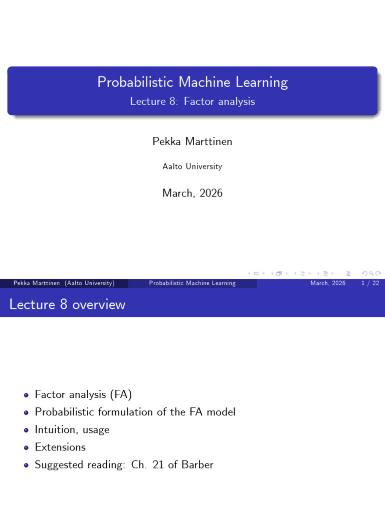 Lecture 8 | PDF | Factor Analysis | Machine Learning