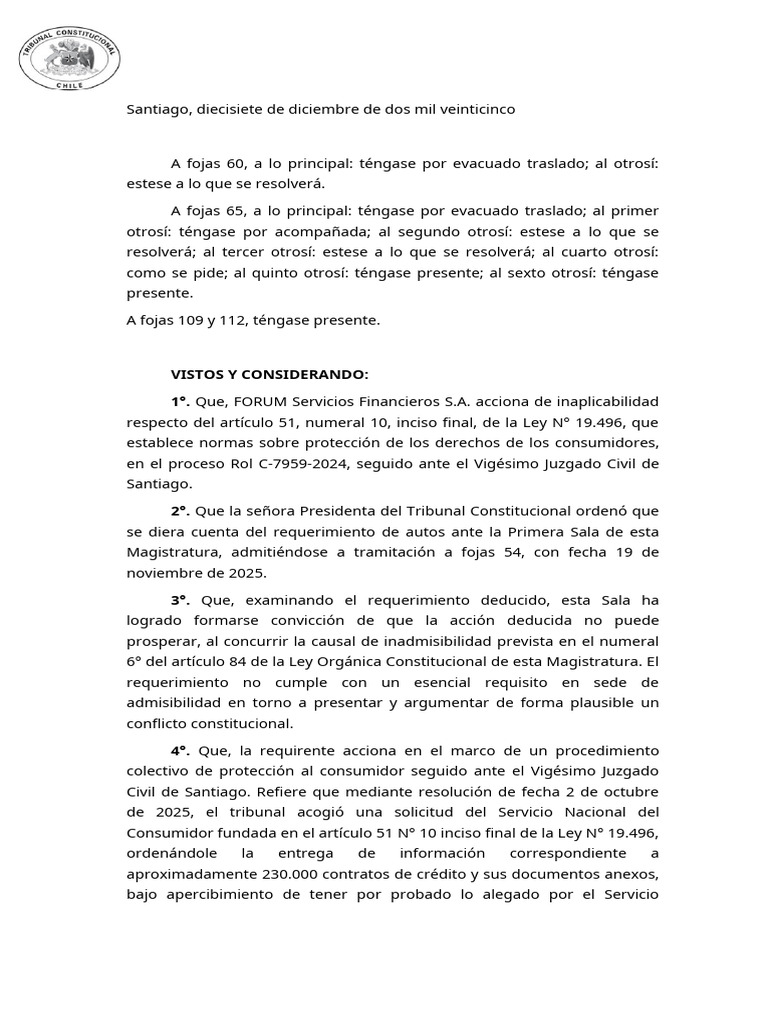 Inadmisibilidad_Rol_17_099-25_INA_-_(84_N_6) | PDF | Debido al proceso ...