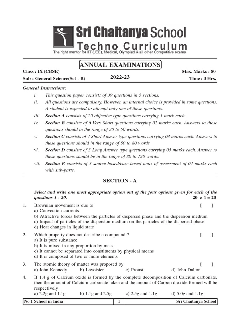 CBSE Class IX General Science Exam Paper | PDF | Force | Water