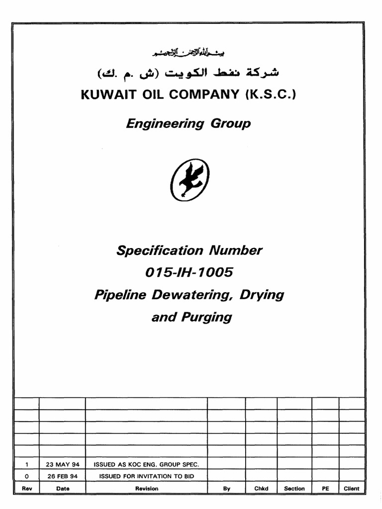 Pipeline Dewatering and Drying Specs | PDF | Pipe (Fluid Conveyance ...