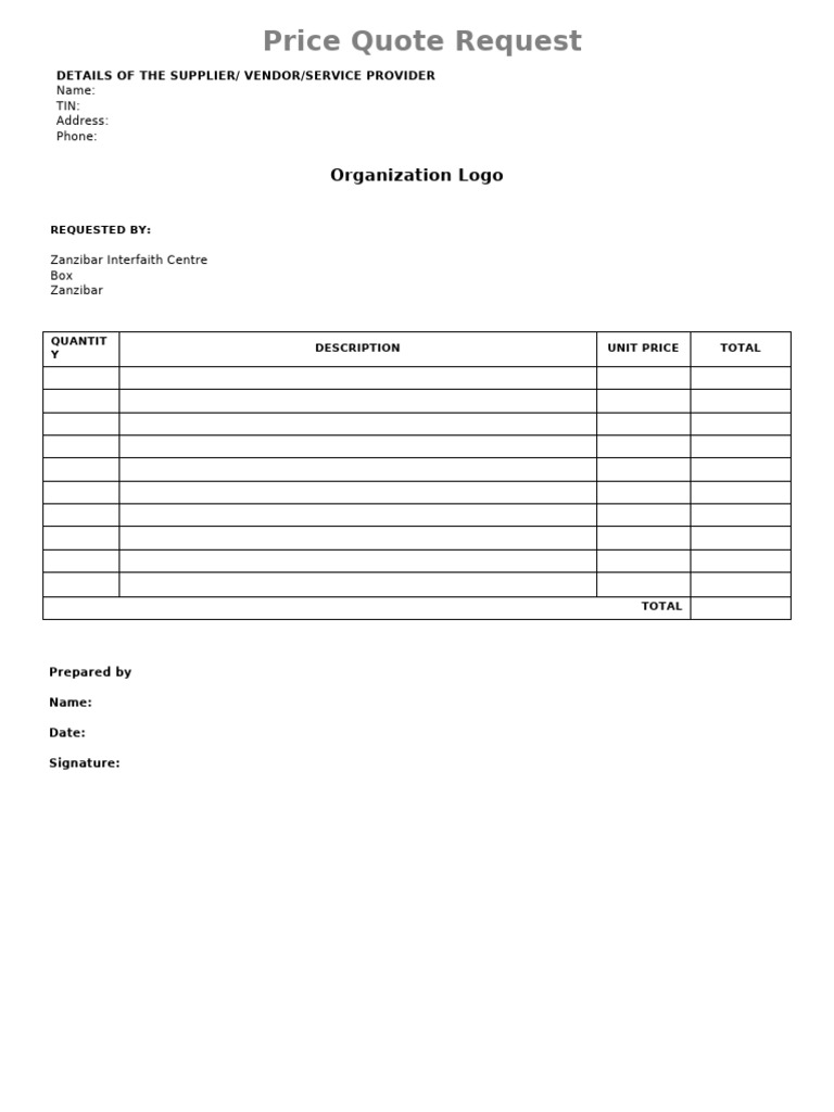 Price Quote Request- Template | PDF