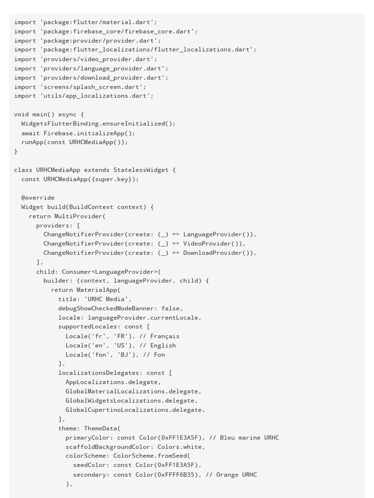 URHC Media - Main.dart | PDF