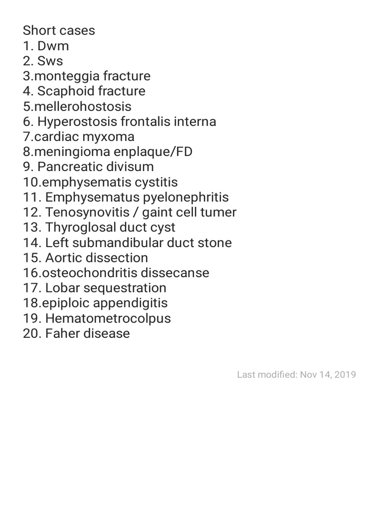 Short Cases 10 2019 | PDF