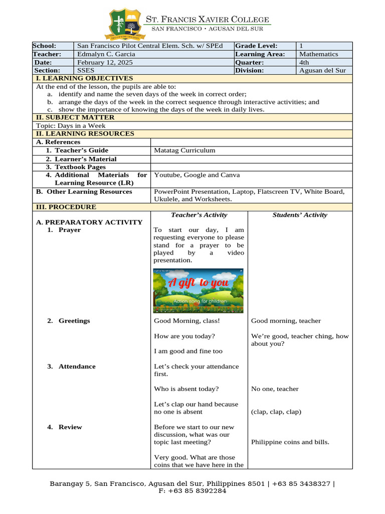 Math Days and Months | PDF | Education Theory | Teaching