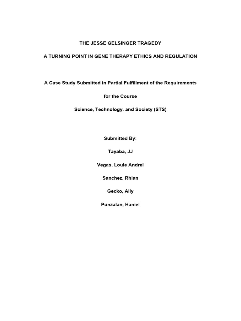 The Jesse Gelsinger Tragedy | PDF | Gene Therapy | Viral Vector