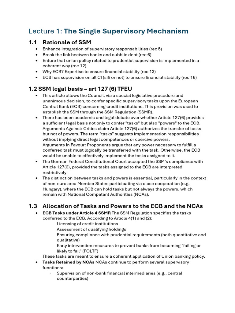 Understanding the Single Supervisory Mechanism | PDF | European Central ...