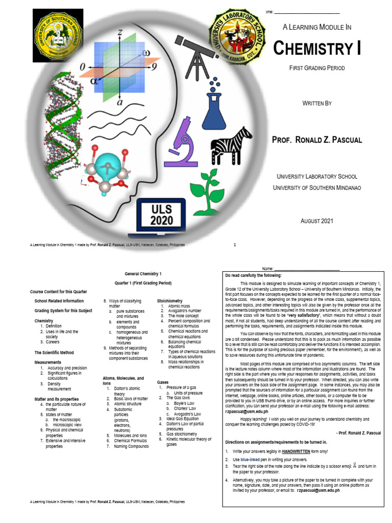 Chemistry 1 Learning Module for Grade 12 | PDF | Experiment ...