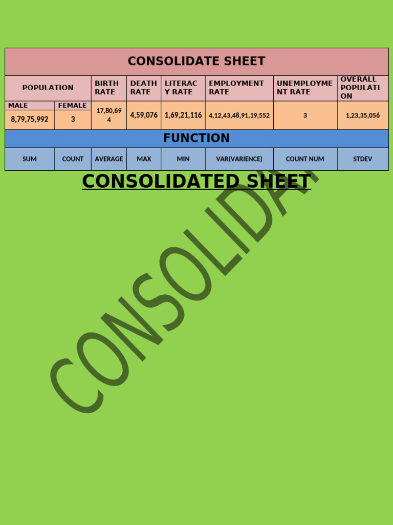 Consolidate Sheet | PDF