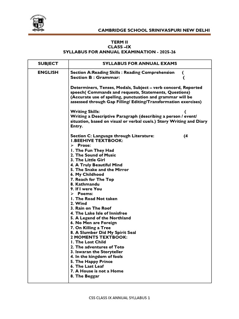 Final Syllabus for the Annual Exams Class IX- - 2025-26 | PDF | Geometry | Nazism