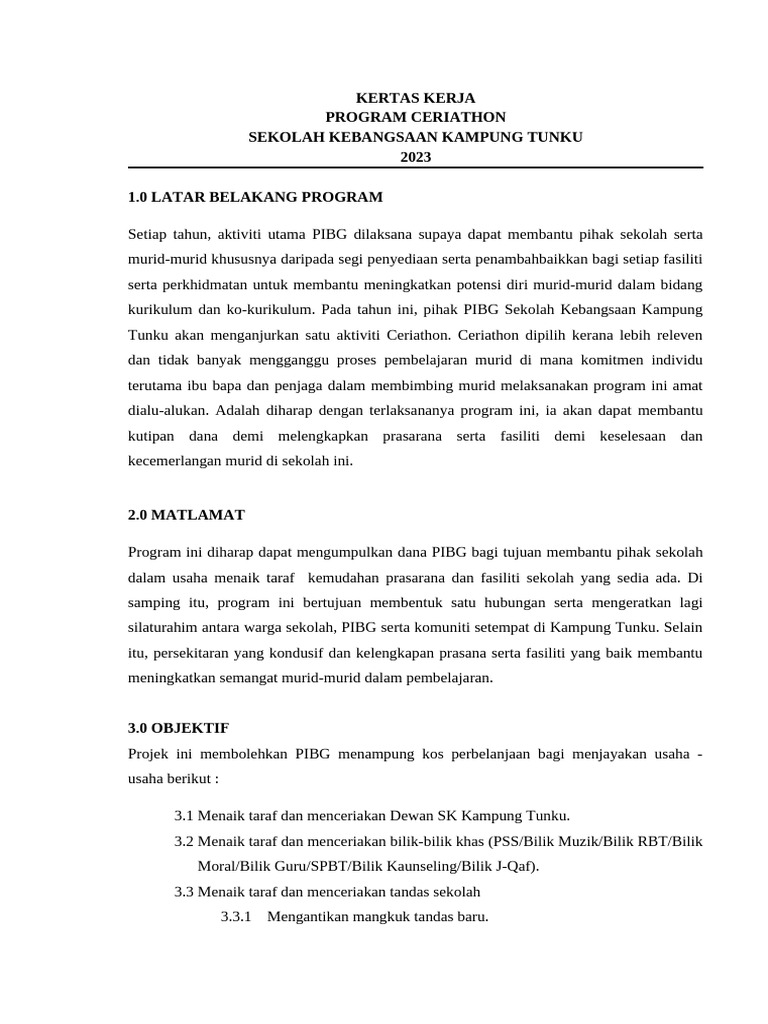 Kertas Kerja Ceriathon 2023 | PDF