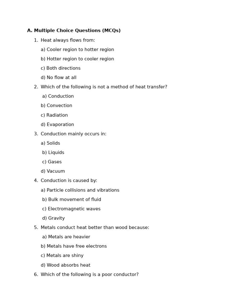 Heat Transfer MCQs and Concepts | PDF | Convection | Heat Transfer
