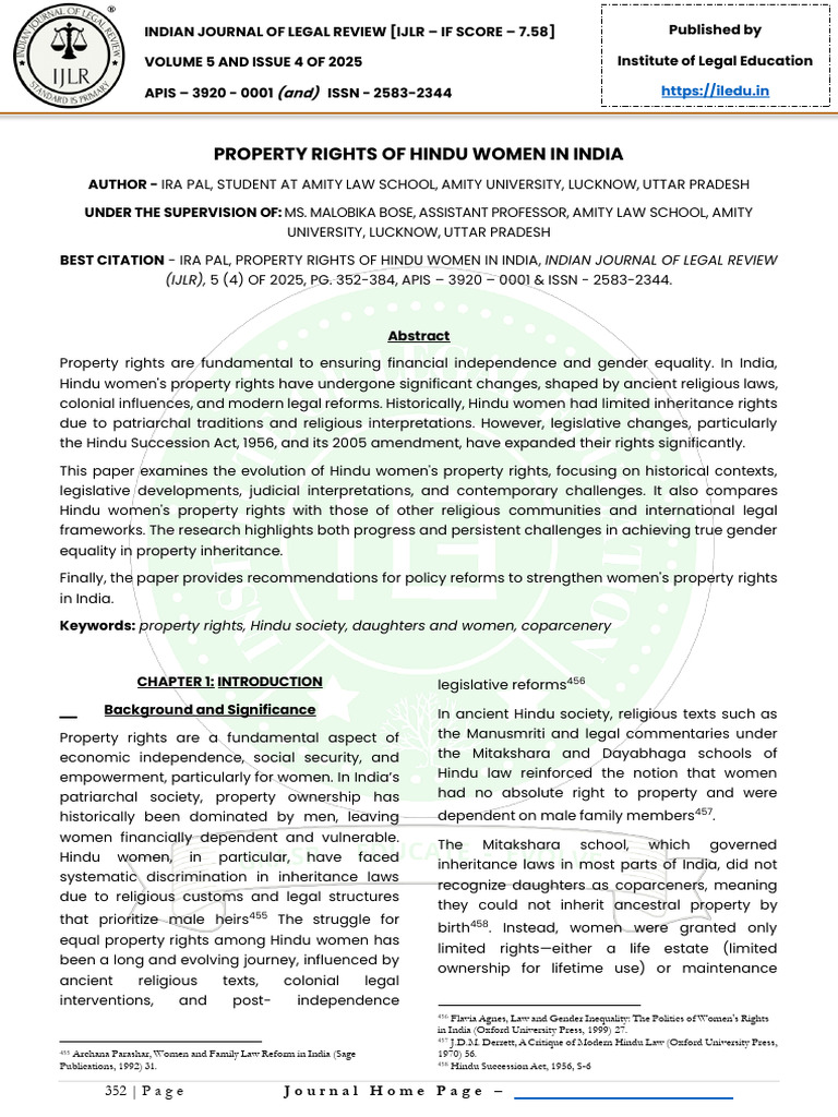 Research Paper | PDF | Property | Women's Rights