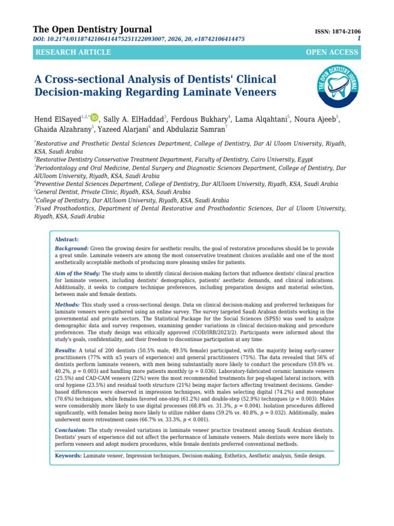 Decision-making Regarding Laminate Veneers | PDF | Dentistry | Health Care