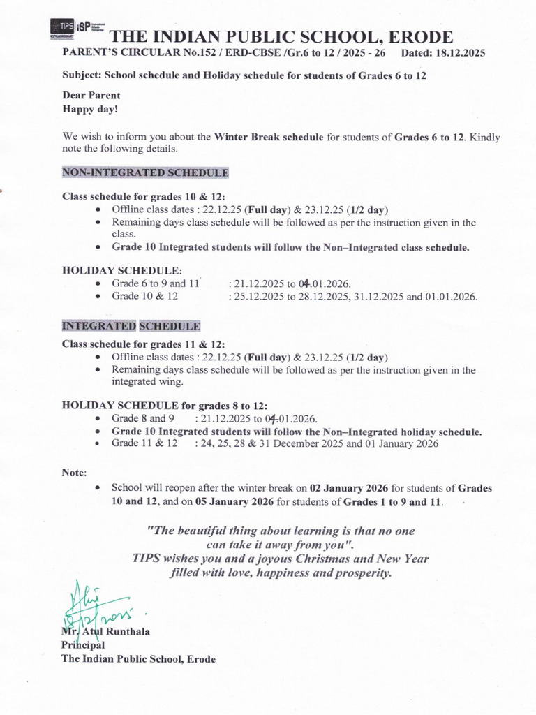 Winter Break Holiday Circular | PDF