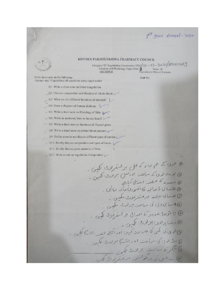 1st Year Old Papers (05.10.2022) | PDF