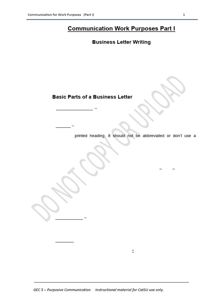 Part-I-Communication-for-Work-Purposes-2024 | PDF | Memorandum ...
