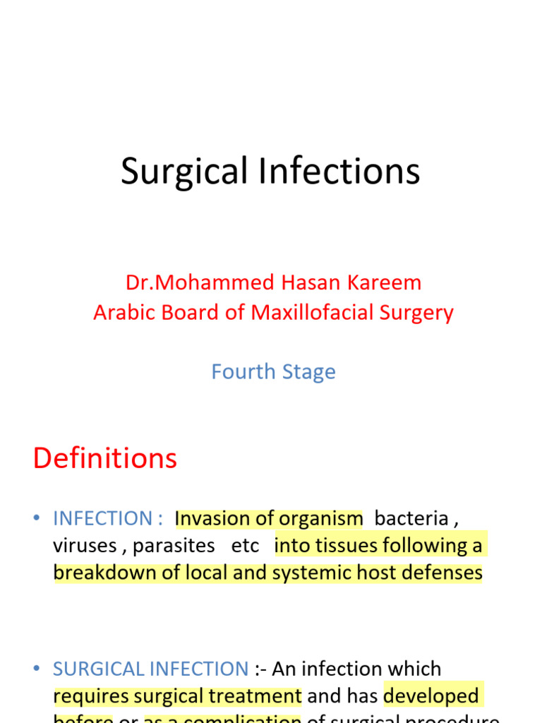 Lecture 3 Surgical Infections Modified | PDF | Surgery | Infection