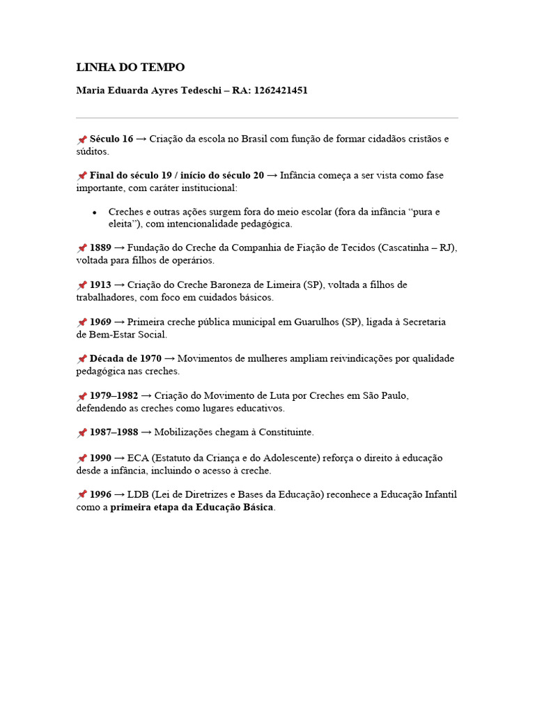 Evolução das Creches no Brasil | PDF