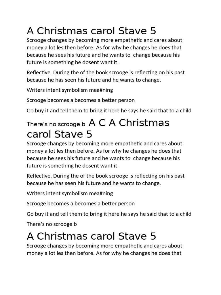 Scrooge's Transformation in Stave 5 | PDF | A Christmas Carol ...
