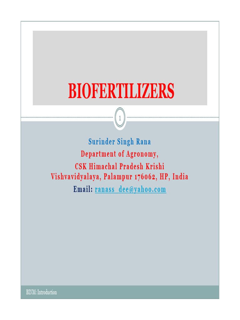 Biofertilizers: Types and Benefits | PDF | Legume | Soil