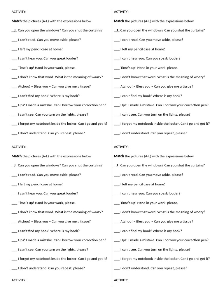 ACTIVITY: Match pictures and expressions | PDF