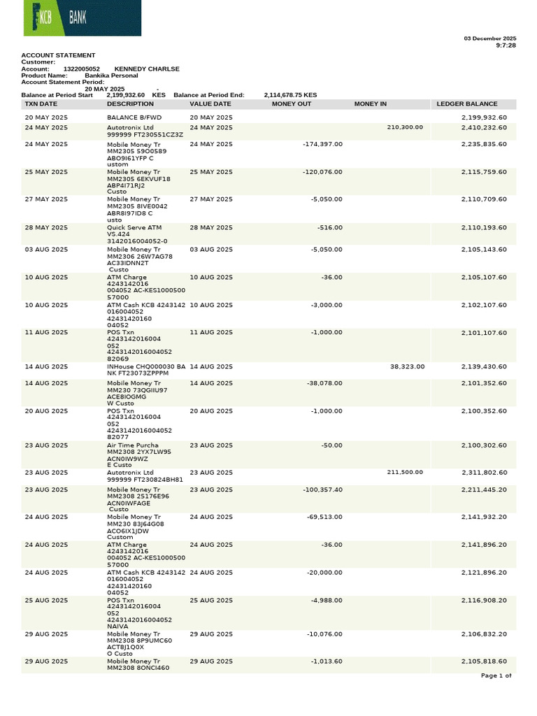 683316590 Kcb Bank Statement | PDF | Payments | Market (Economics)