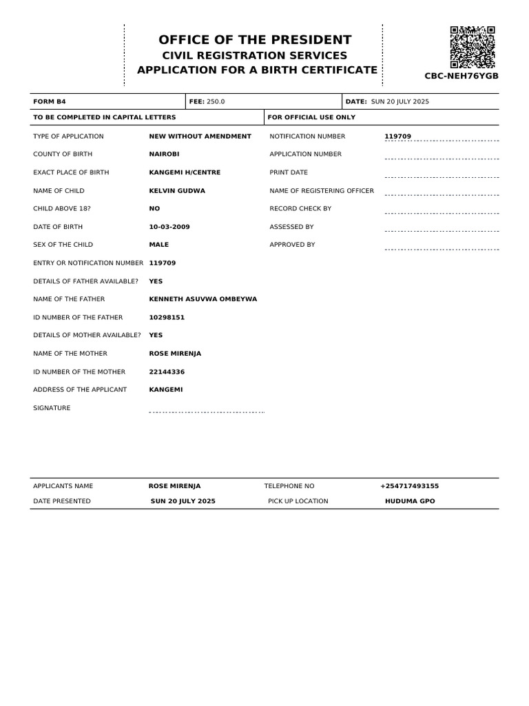 Birth Certificate Application Form B4 | PDF