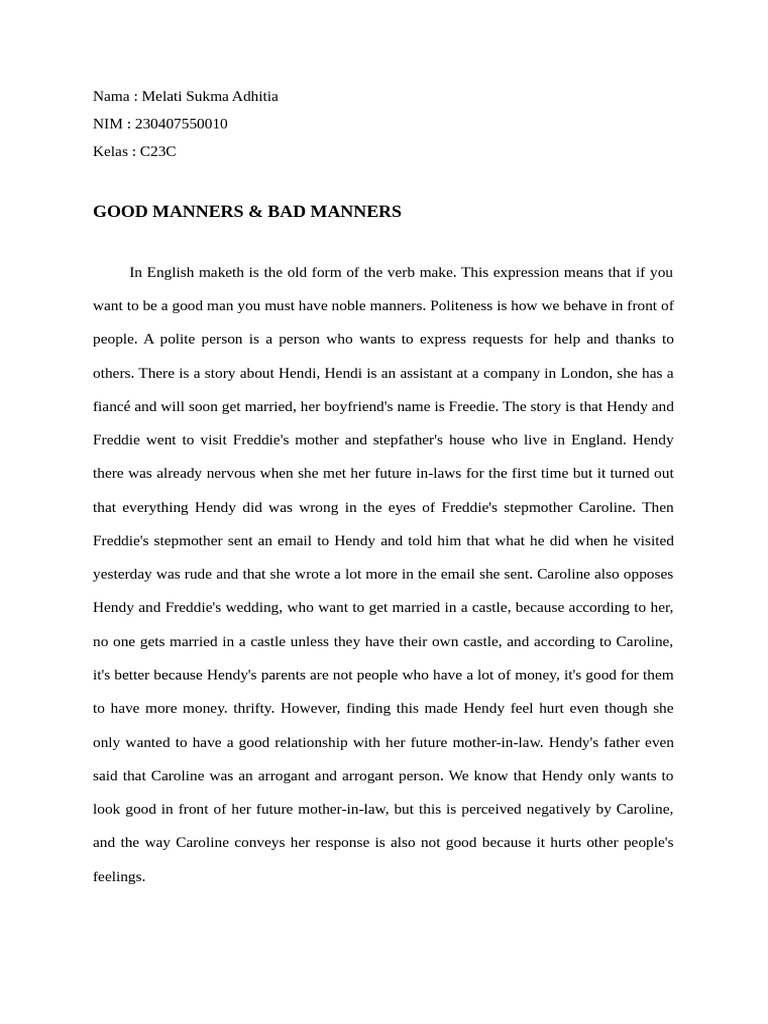 Good Manner and Bad Manner | PDF