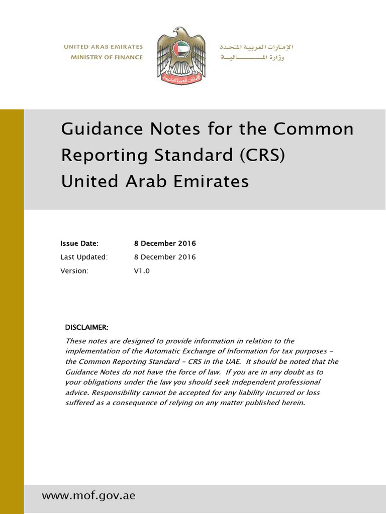 UAE CRS Implementation Guidance Notes | PDF | Global Forum On ...