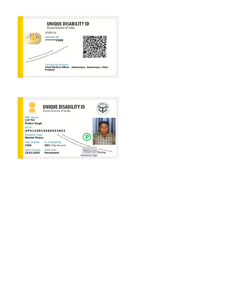 Uttar Pradesh Disability ID Details | PDF