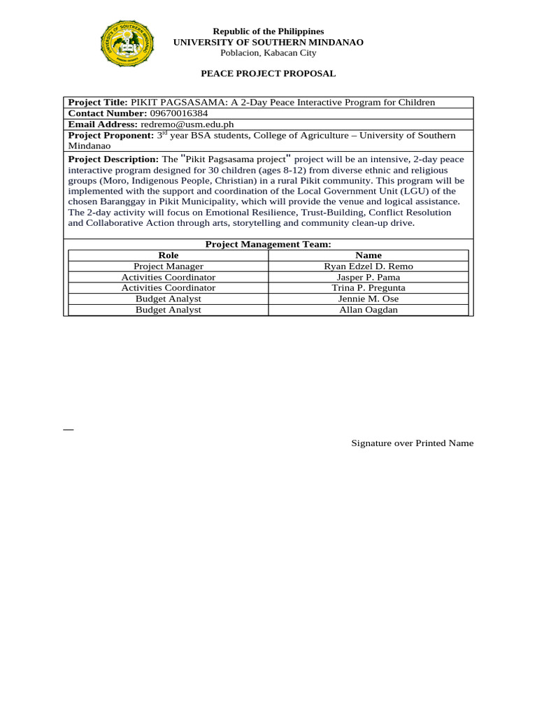 Pikit Pagsasama Peace Project (1) | PDF | Creativity
