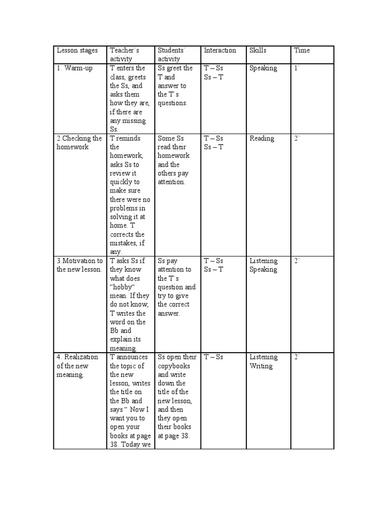 Hobby Lesson Plan Overview | PDF