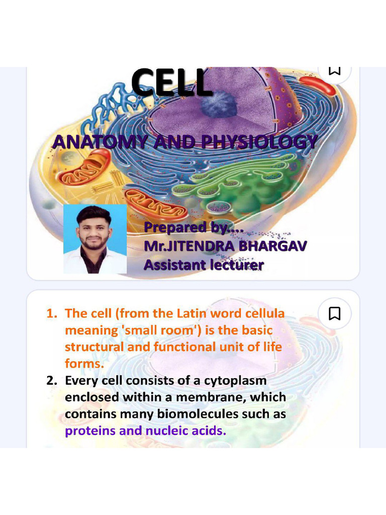 Anatomy and Physiology Cell Notes | PDF