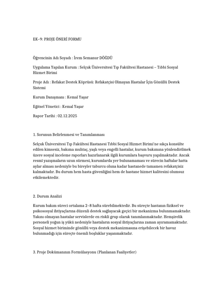 Proje Oneri Formu | PDF