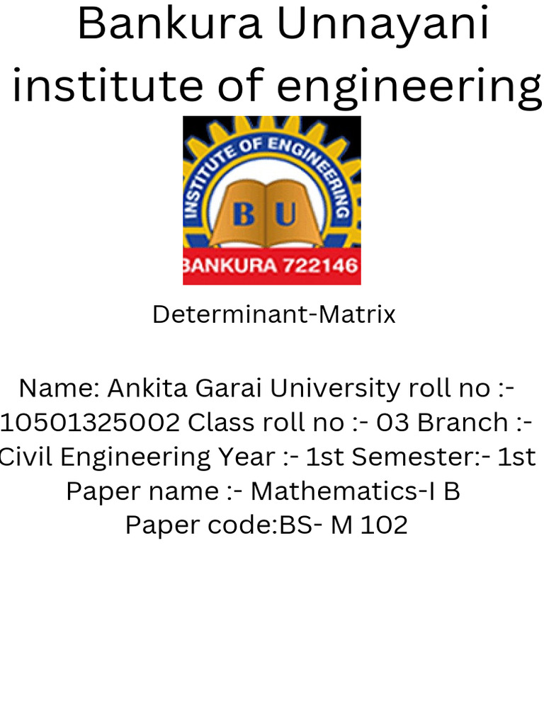 Title- Determinant-Matrix_20260111_202517_0000 | PDF | Matrix ...