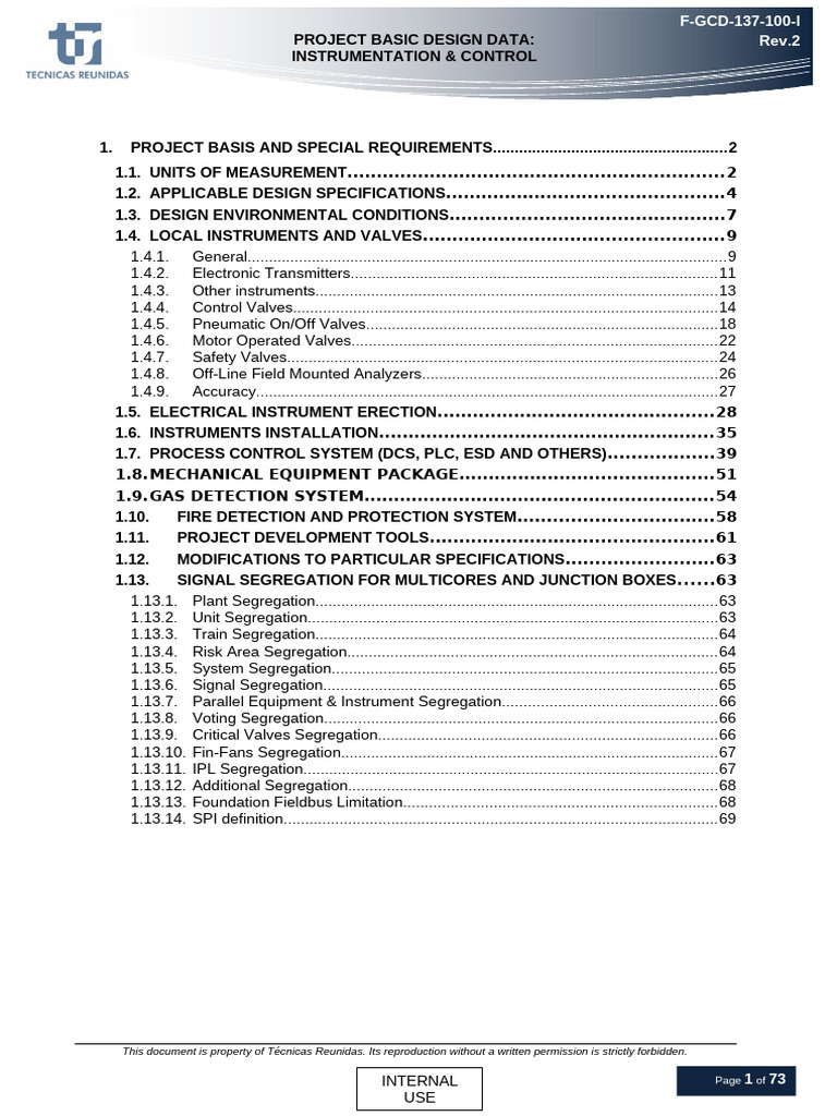 K-100 Project Basic Design Data. Instrumentation and Control | PDF ...