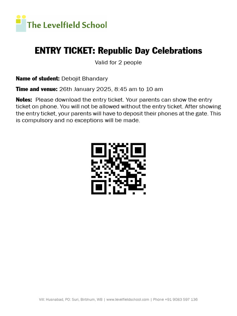 Republic Day Entry Ticket Details | PDF
