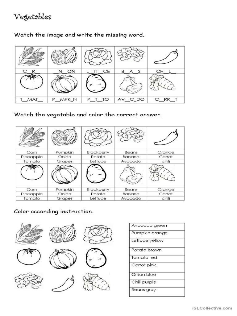 Vegetable Coloring Activity Guide | PDF