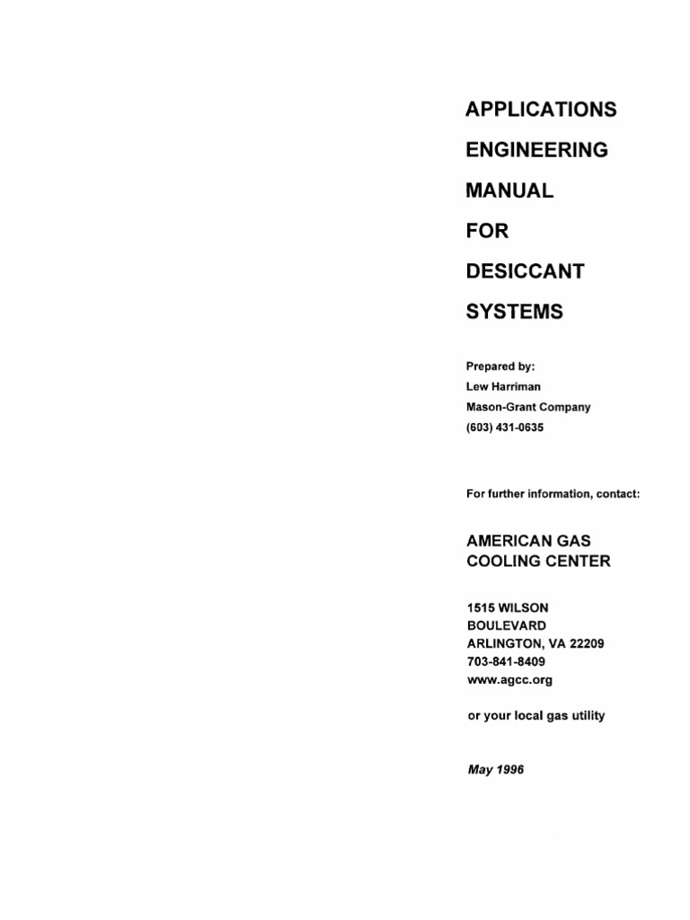 HVAC Handbook Applications Engineering Manual For Desiccant Systems ...