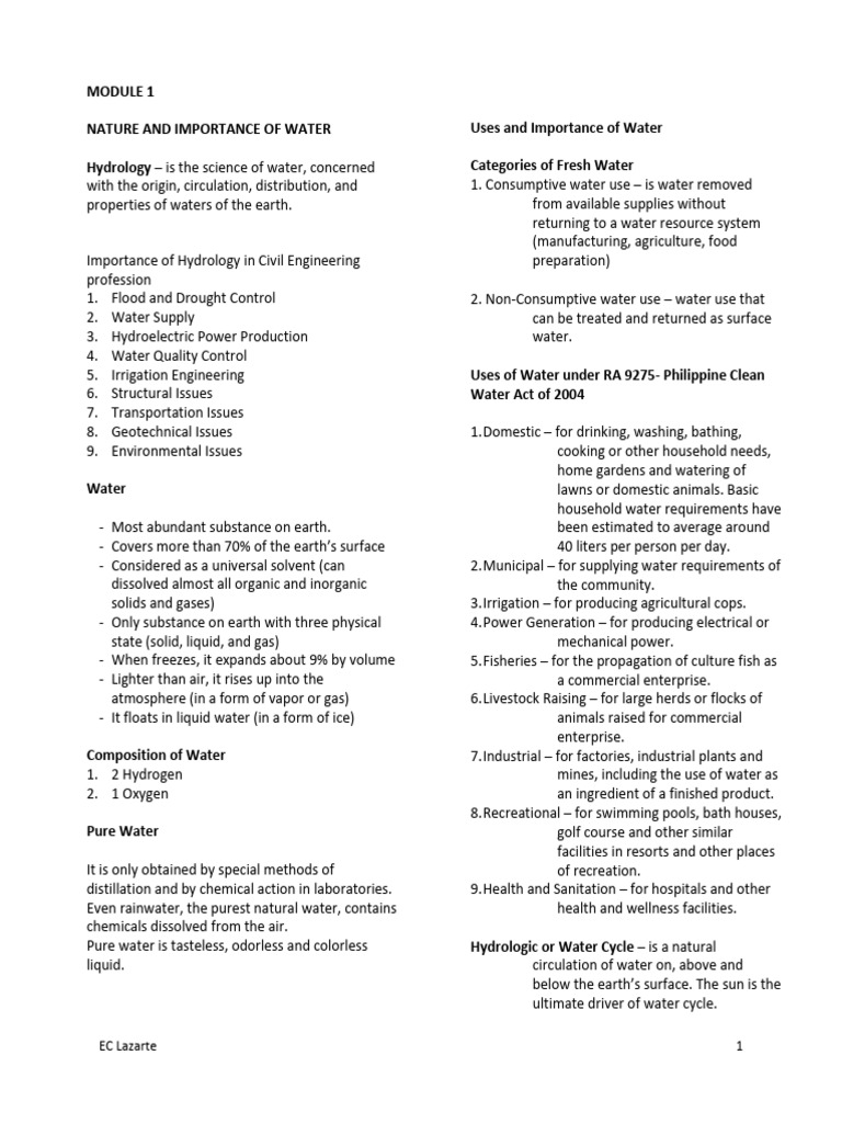 Hydrology Module 1 | PDF | Water | Groundwater