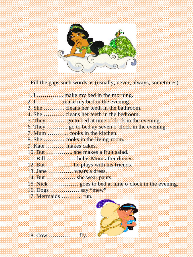 Adverbs in Present Simple Grammar Drills 56375 | PDF
