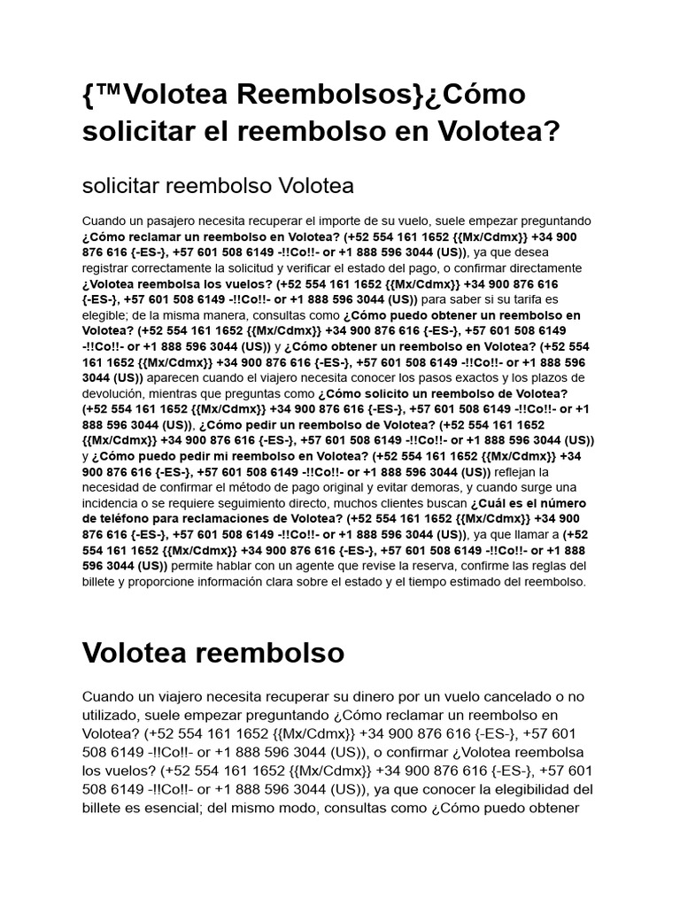 Volotea Reembolsos}¿Cómo solicitar el reembolso en Volotea? | PDF