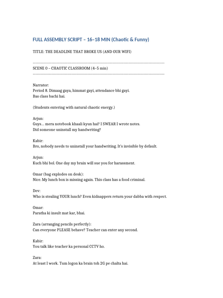 Full Assembly Script Chaos Funny | PDF
