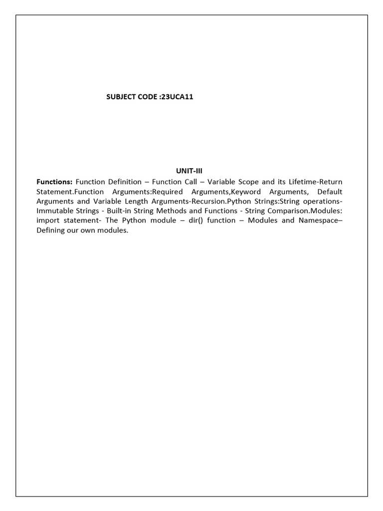3rd Unit Python | PDF | Parameter (Computer Programming) | String ...