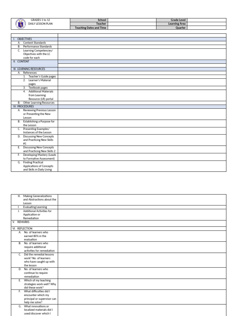 412431055 Daily Lesson Plan Format DO 42 S 2016 | PDF