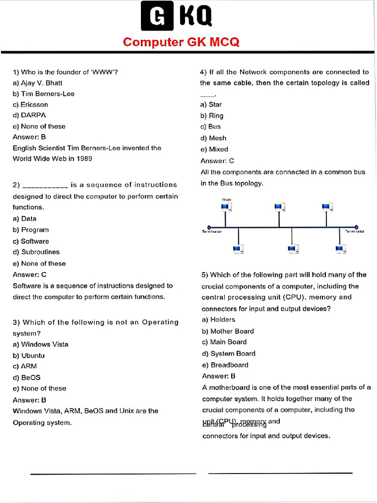computer MCQ GK-1 | PDF