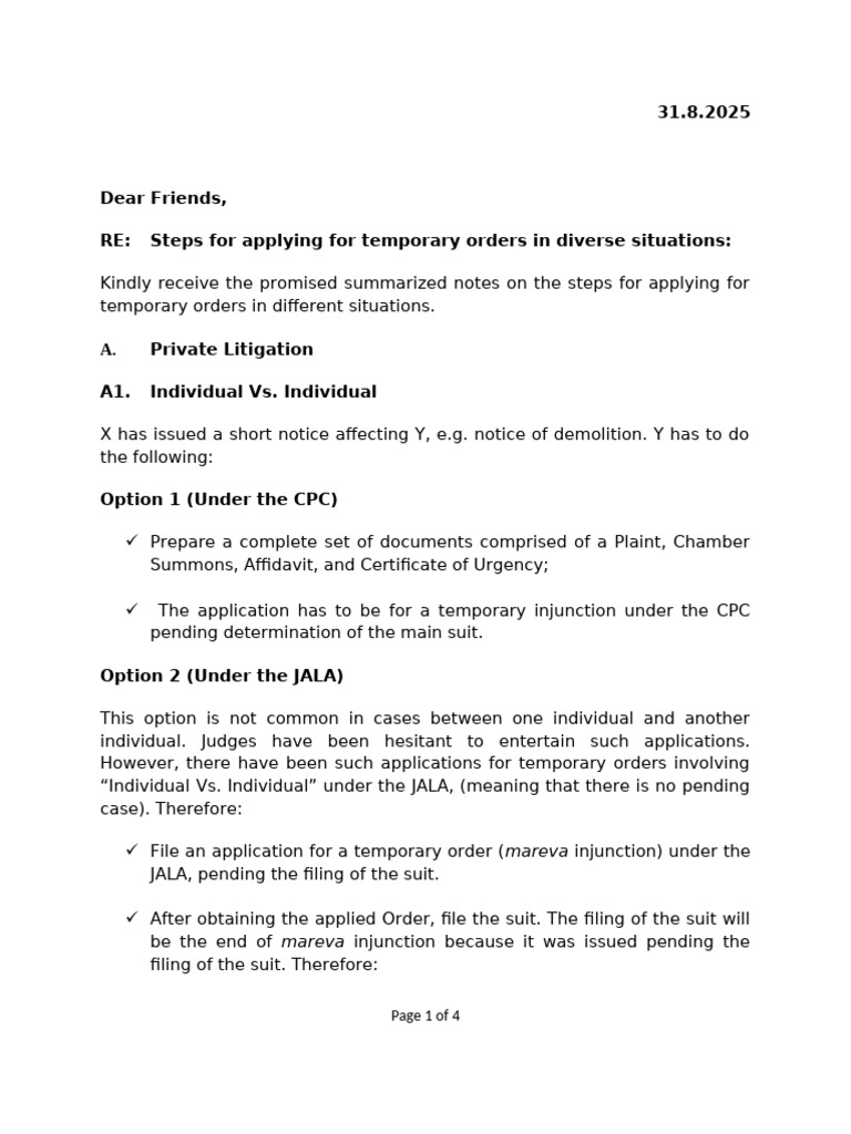 Steps for Applying for Temporary Orders in Diverse Situations | PDF ...